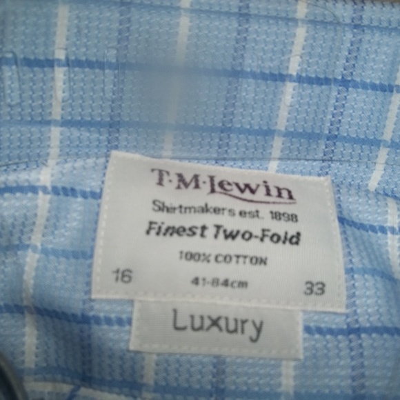 T.M.Lewin | Shirts | Tm Lewin Luxury Blue And White Plaid 34 Sleeve ...